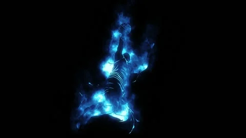 Blue Fire Basketball Player Logo Looping... | Stock Video | Pond5