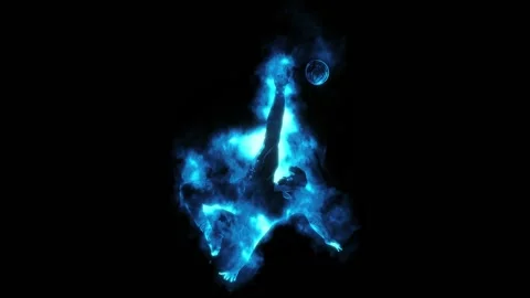 Blue Fire Soccer Player Logo Looping Ani... | Stock Video | Pond5