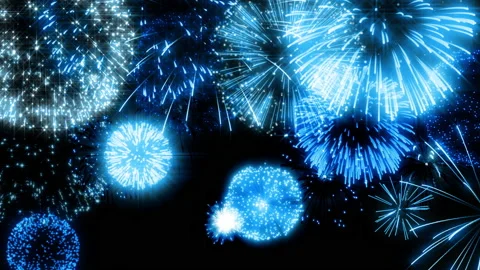 Blue fire works particle effect animatio... | Stock Video | Pond5