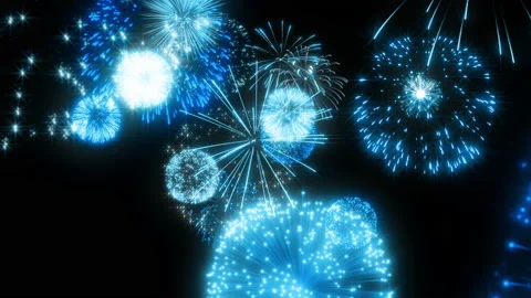 Blue fire works particle effect animatio... | Stock Video | Pond5