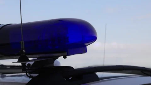 Blue Flashing blinker on police car roof... | Stock Video | Pond5