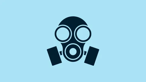 Blue Gas mask icon isolated on blue back... | Stock Video | Pond5