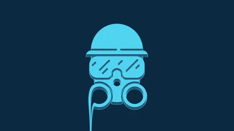 Blue Gas mask icon isolated on blue back... | Stock Video | Pond5