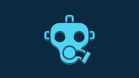 Blue Gas mask icon isolated on blue back... | Stock Video | Pond5