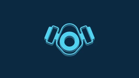 Blue Gas mask icon isolated on blue back... | Stock Video | Pond5