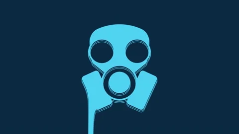 Blue Gas mask icon isolated on blue back... | Stock Video | Pond5