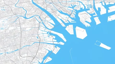 Blue grey Osaka map background loop. Spi... | Stock Video | Pond5