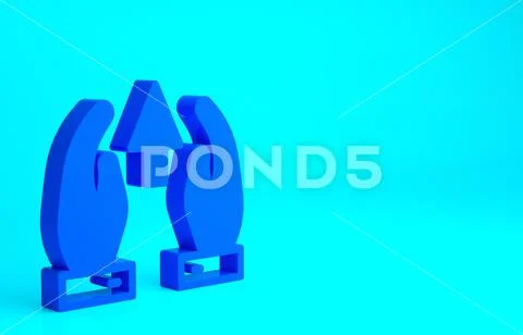 Blue Growth chart and progress in people crowd icon isolated on blue ...