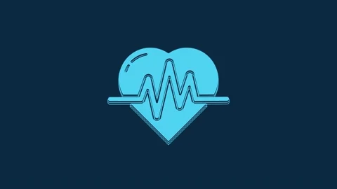 Blue Heart rate icon isolated on blue ba... | Stock Video | Pond5