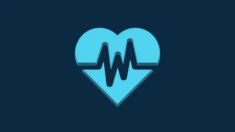 Blue Heart rate icon isolated on blue ba... | Stock Video | Pond5