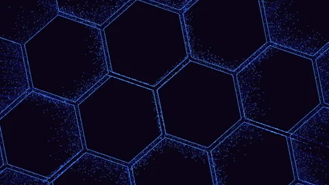 Blue hexagonal grid pattern with repeati... | Stock Video | Pond5