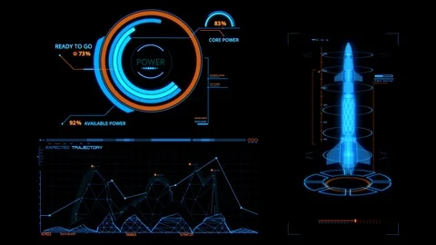 Blue HUD Rocket Missile Interface Graphi... | Stock Video | Pond5