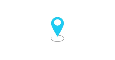 Blue jumping pin geo location isolated i... | Stock Video | Pond5