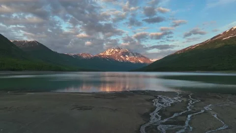 Blue Lake With Reflection Of Clouds At S... | Stock Video | Pond5