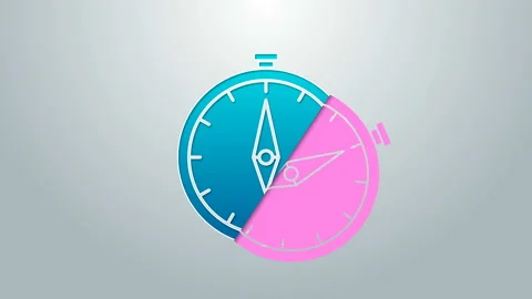 Blue line Compass icon isolated on grey ... | Stock Video | Pond5