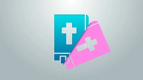 Blue line Holy bible book icon isolated ... | Stock Video | Pond5