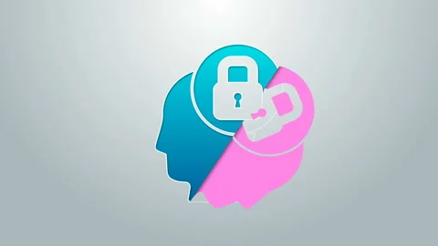 Blue line Human head with lock icon isol... | Stock Video | Pond5