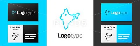 Blue line India map icon isolated on white background. Logo design ...