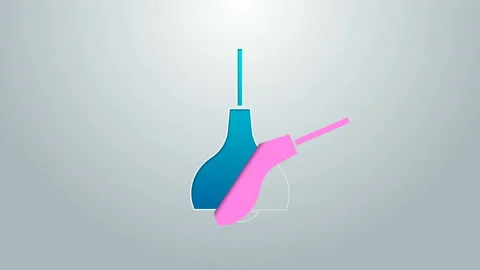 Blue line Lamp hanging icon isolated on ... | Stock Video | Pond5