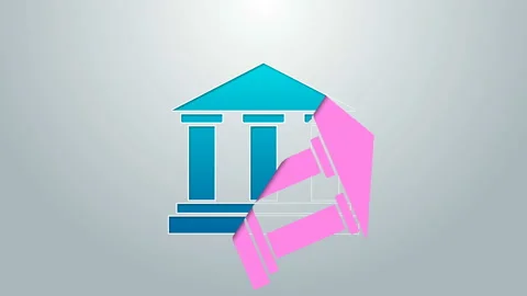 Blue line Museum building icon isolated ... | Stock Video | Pond5