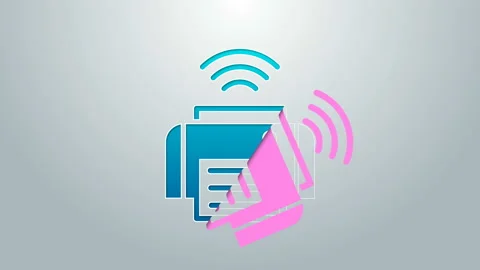 Blue line Smart printer system icon isol... | Stock Video | Pond5