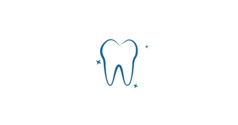 Blue line tooth outline icon on white ba... | Stock Video | Pond5