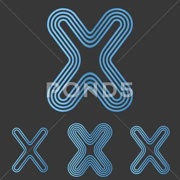 Blue line x logo design set Stock Illustration ~ #57704972