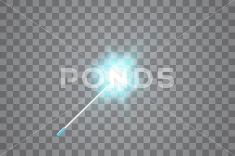 Blue Magic wand. Vector illustration. Isolated on transparent ...
