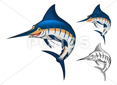 Blue Marlin Fish Cartoon Character: Graphic #54371633