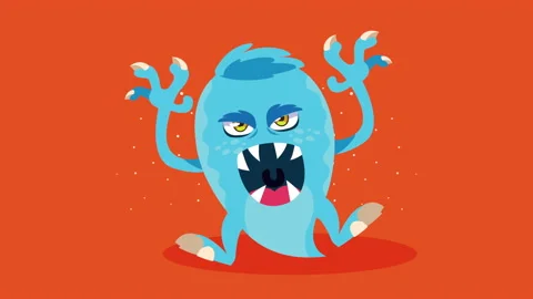 blue monster comic character animation | Stock Video | Pond5