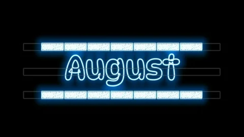 Blue neon august animation | Stock Video | Pond5