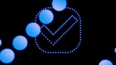 Blue neon check mark tunnel loop animati... | Stock Video | Pond5