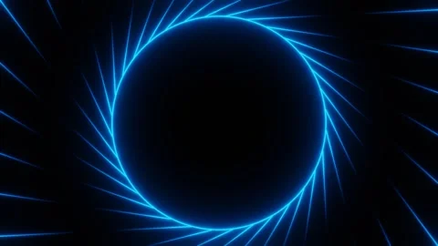Blue neon circle frame with rotating spi... | Stock Video | Pond5