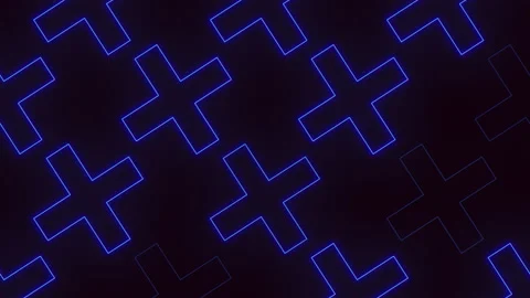 Blue neon crosses in rows on black gradi... | Stock Video | Pond5