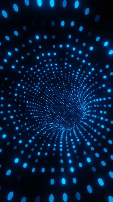 Blue neon digital circle particles tunne... | Stock Video | Pond5