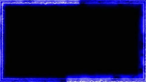 BLUE neon frame glow energy light on bla... | Stock Video | Pond5