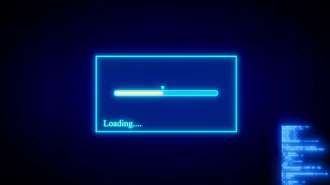 Blue neon light loading bar icon animate... | Stock Video | Pond5