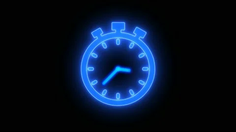 Blue neon light Stop watch clock animate... | Stock Video | Pond5
