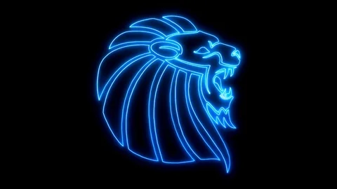 Blue Neon Lion Head Animated logo Loopab... | Stock Video | Pond5