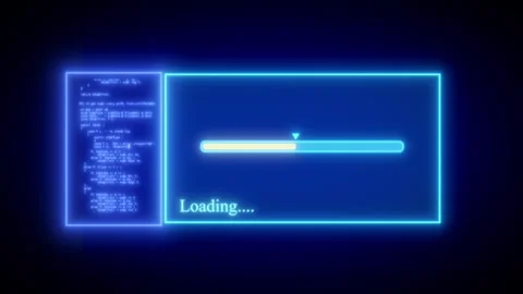 Blue neon loading bar icon animated on a... | Stock Video | Pond5