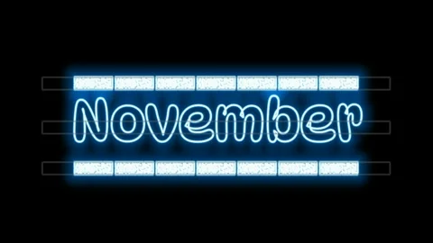 Blue neon november animation | Stock Video | Pond5