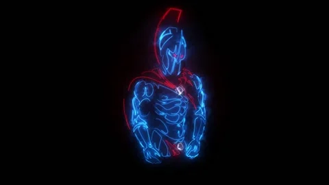 Blue Neon Spartan Warrior Animated Logo ... | Stock Video | Pond5