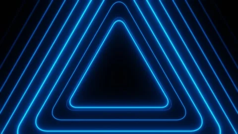 Blue neon triangle waves loop animation ... | Stock Video | Pond5