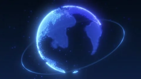 Blue Neon Virtual Digital Earth Globe Sp... | Stock Video | Pond5