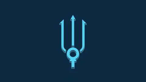 Blue Neptune Trident icon isolated on bl... | Stock Video | Pond5