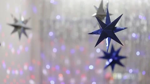 Blue paper stars on a white background | Stock Video | Pond5