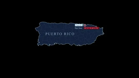 Blue Puerto Rico map with San Juan city ... | Stock Video | Pond5