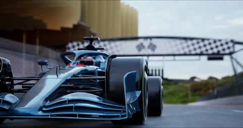 Blue Race Car Driving on Winding Race Tr... | Stock Video | Pond5