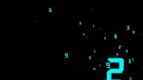 Blue random numbers rotating on black ba... | Stock Video | Pond5