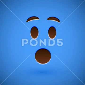 Blue realistic emoticon smiley face, vector illustration ~ Clip Art ...